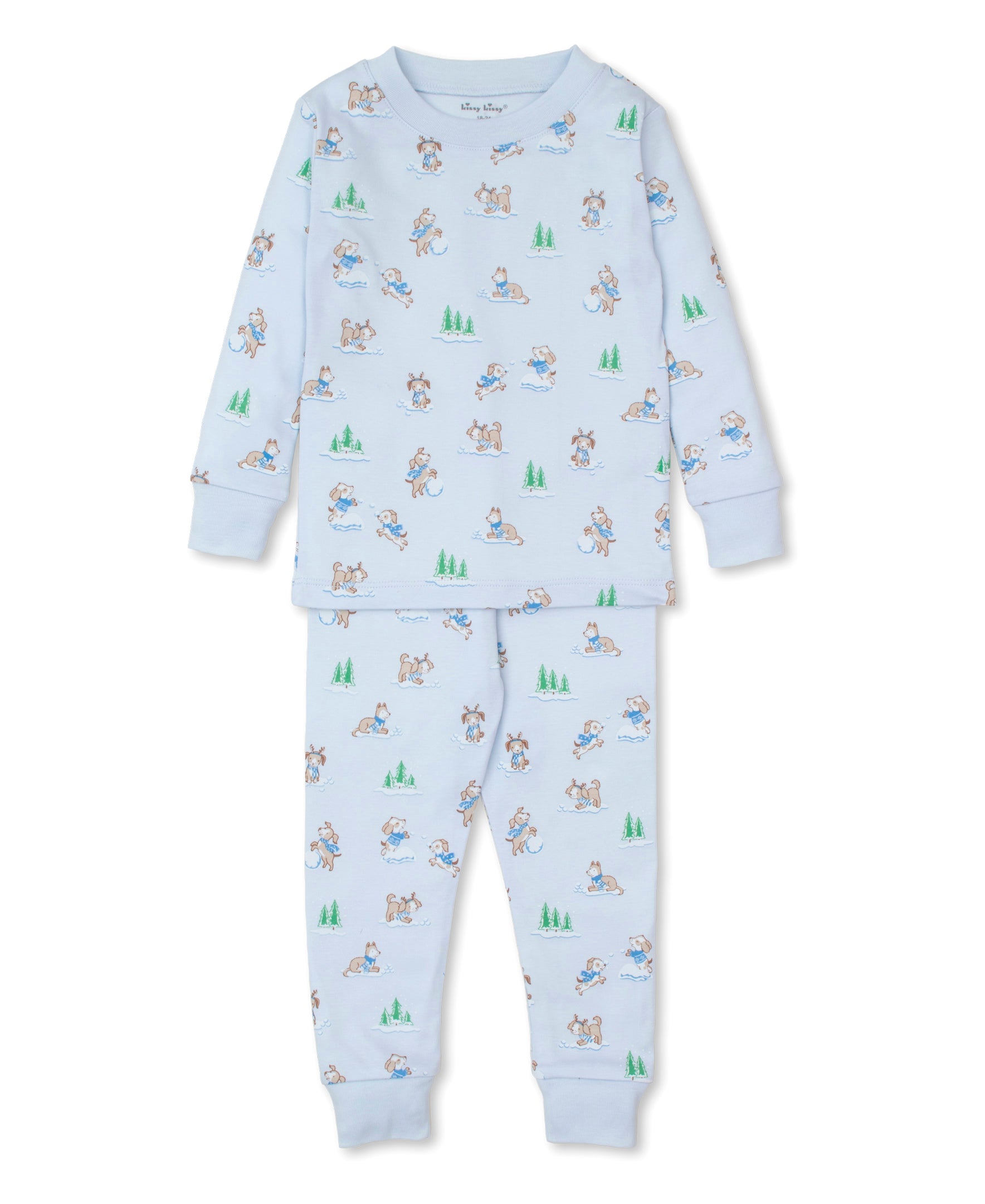 Puppy Snowball Pranks Blue Pajama Set