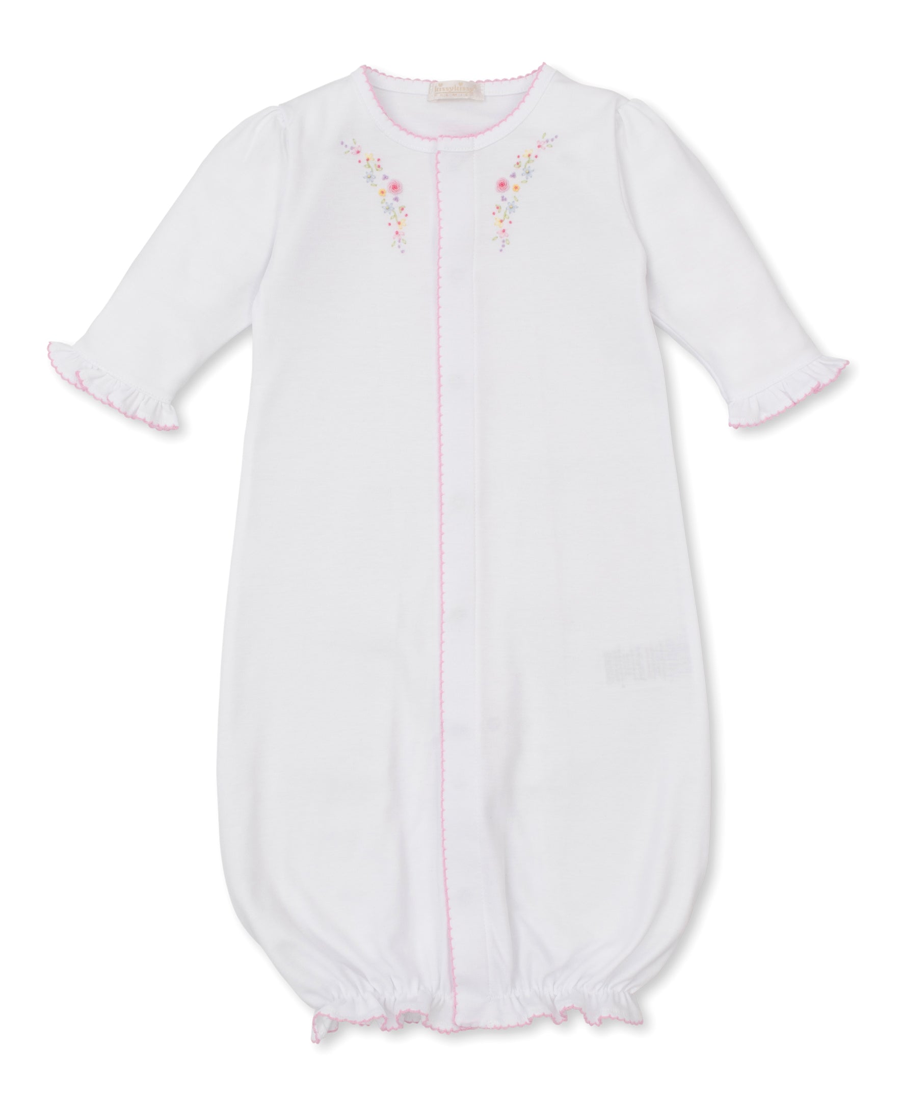 Premier Flowers & Vines White/Pink Hand Emb Conv. Gown